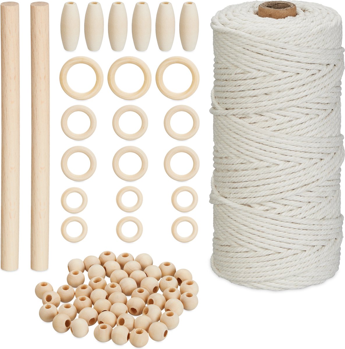 Relaxdays macramé set voor beginners - wandhanger macramé pakket ...