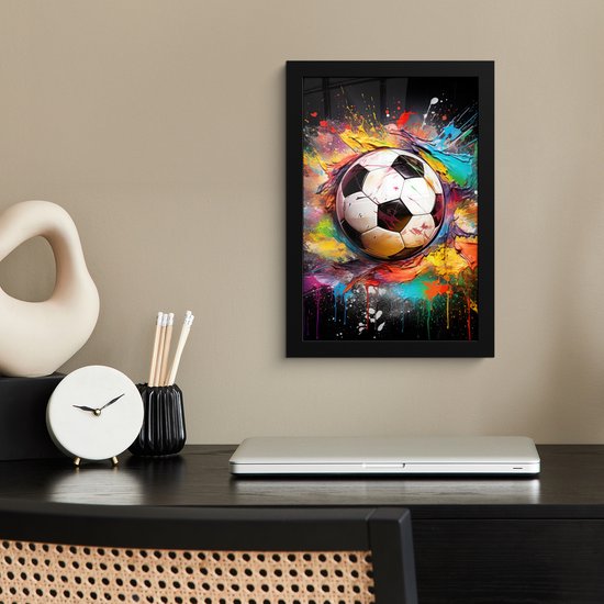 Fotolijst inclusief poster 20x30 cm - Voetbal kleurrijk - Foto in kader - Kamer... | bol
