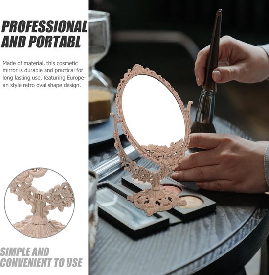Vintage Table Mirror, Makeup Mirror, Oval Mirror, Double-Sided Table ...