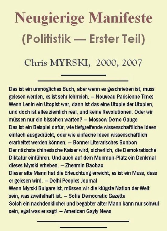 Neugierige Manifeste (Politistik — Erster Teil) (ebook), Chris Myrski ...
