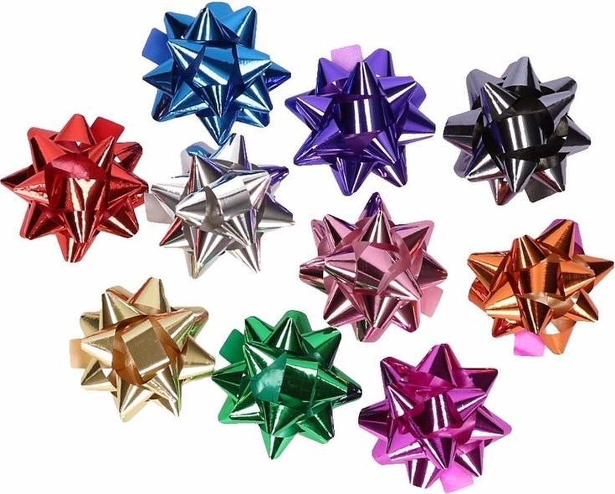 Metallic gekleurde cadeau strikjes 20 stuks - Decoratie strikjes ...