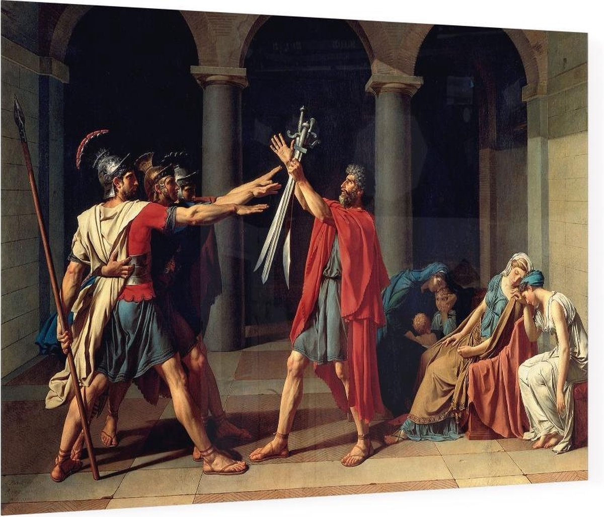 De Eed van de Horatii, Jacques-Louis David - Foto op plexiglas 100 x ...