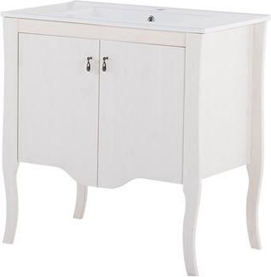 Wastafel Meubel 80 cm Wit – Witte Badkamer Meubel met Waskom Brenna ...
