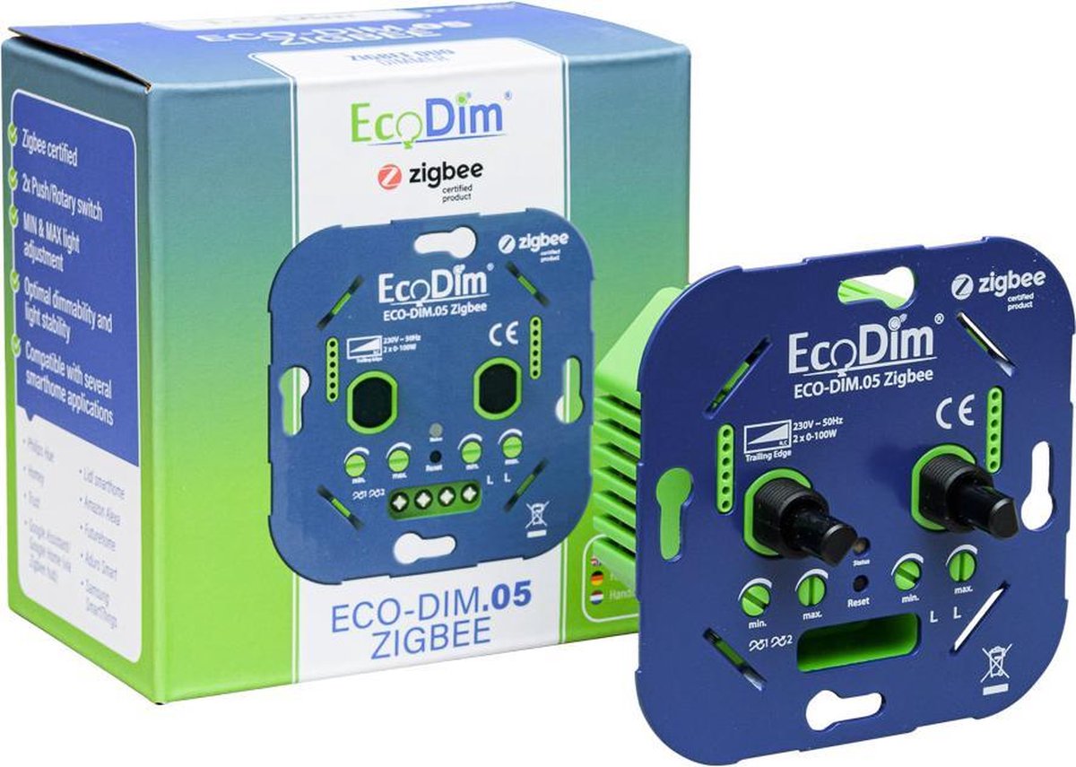 Zigbee Smart LED DUO Dimmer Inbouw 2x 0-100 Watt 220-240V - Fase ...