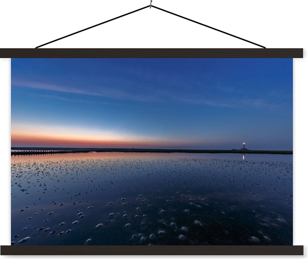 phare et la mer des Wadden sous un ciel bleu vif poster scolaire lattes ...