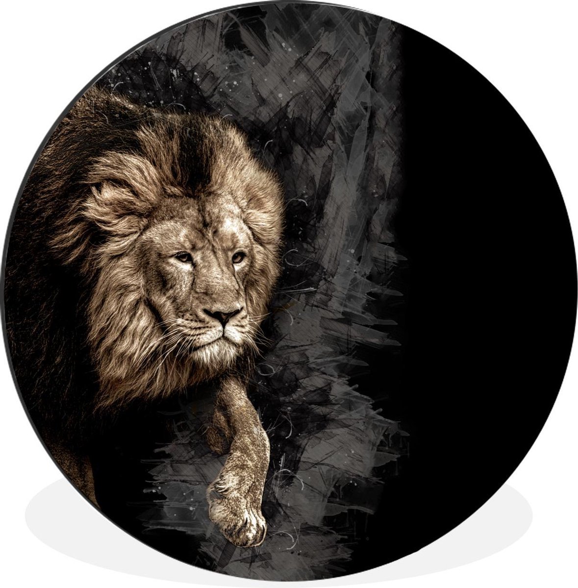 WallCircle - Cercle Mural - Cercle Mural - Lion - Animaux - Zwart ...