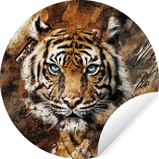WallCircle - Muurstickers - Behangcirkel - Tijger - Schilderij - Bruin - 100x100 cm -... | bol.com