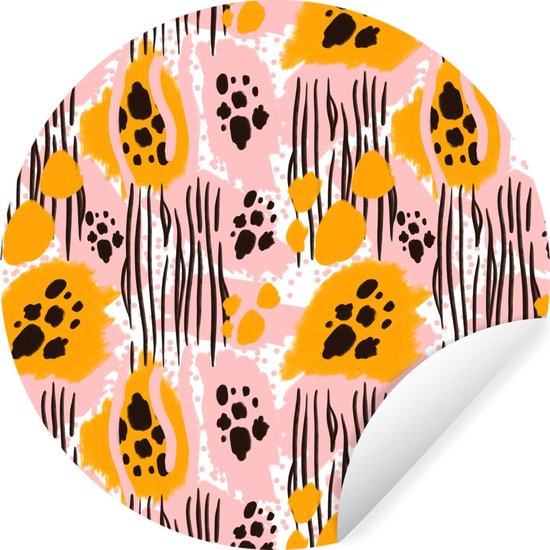 WallCircle - Muurstickers - Behangcirkel - Roze - Oranje - Vormen - Patroon - ⌀ 30 cm... | bol