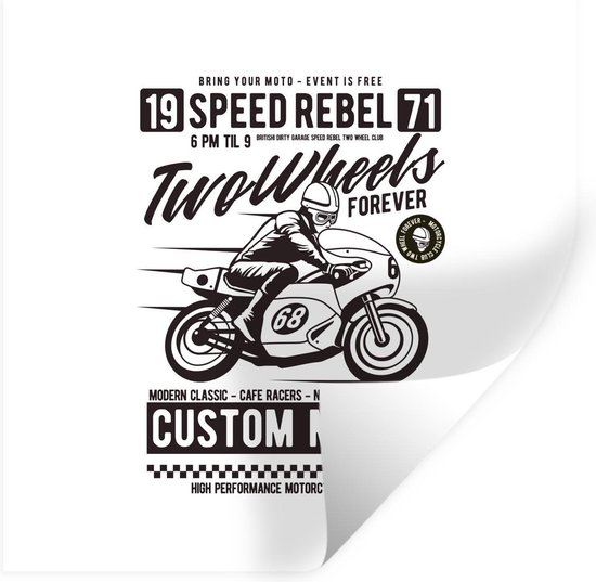 Muurstickers - Sticker Folie - Motor - Helm - Tekening - Retro - 50x50 ...