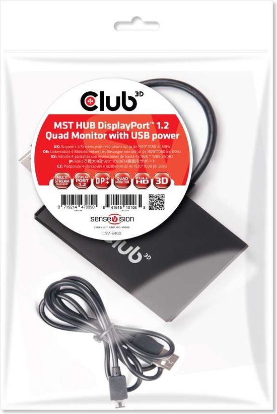 Multi Stream Transport (MST) Hub DisplayPort™ 1.2 Quad Monitor USB ...