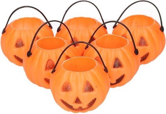 24x Halloween mini pompoen emmers 5 cm - Halloween decoratie/versiering ...