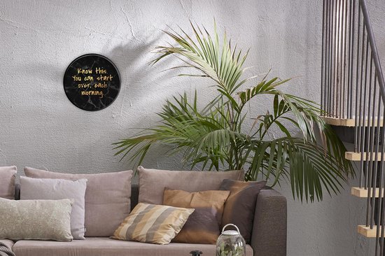 Klok Ø 30 Cm Quotes Motivatie Goud Marmer Zwart Wandklok
