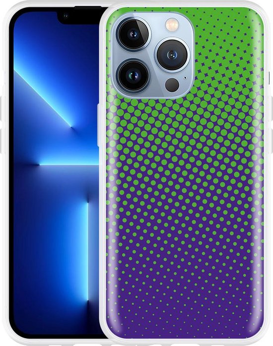 Cazy Hoesje geschikt voor iPhone 13 Pro - Lime Paarse Cirkels | bol