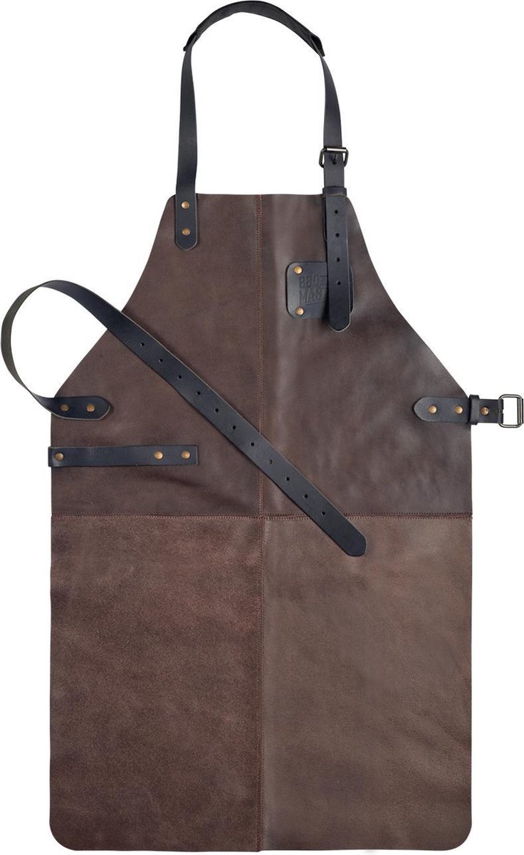 Wavea Cookware Leren BBQ Schort - Bruin - 80 x 50 cm - Barbecue Schort ...