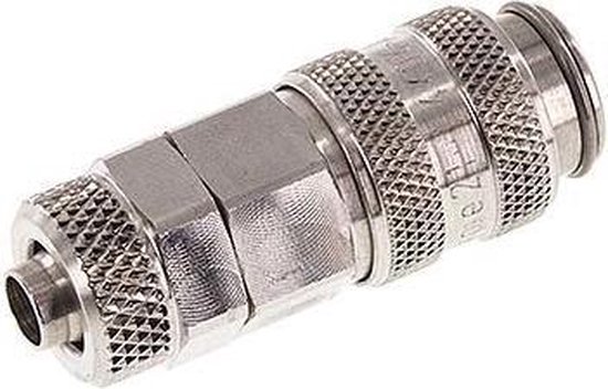 RVS 306L DN 5 Luchtkoppeling Snelkoppeling 6x8 mm Push-On Double Shut ...