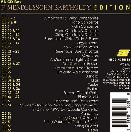 Various Artists - Felix Mendelssohn Bartholdy Edition (56 CD), various artists | Muziek | bol