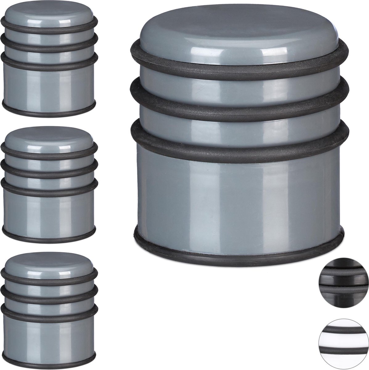 Relaxdays 4 x deurstop - deurstopper - rubberen ring - deurbuffer zwaar ...