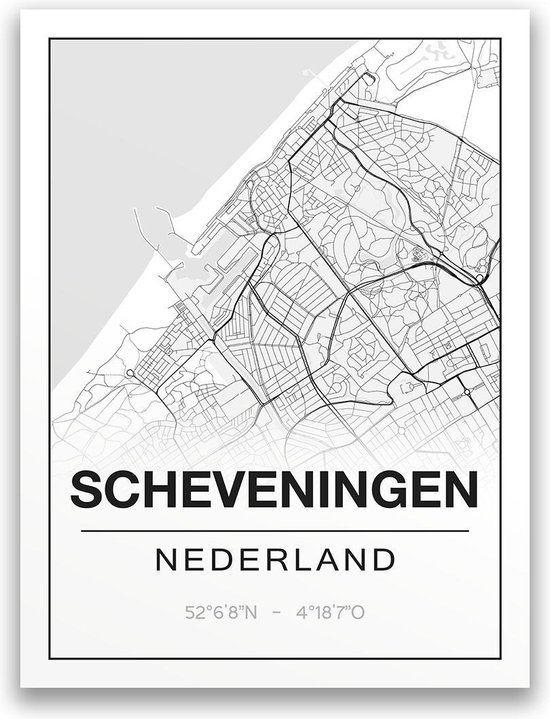 Poster/plattegrond SCHEVENINGEN - A4 | bol