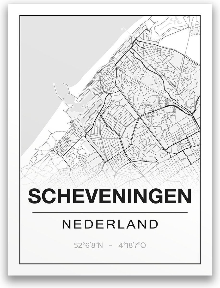 Poster/plattegrond SCHEVENINGEN - A4 | bol.com