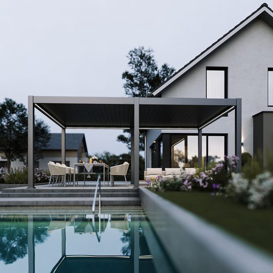 Orion terrasoverkapping - 400x600 cm - Antraciet - met LED verlichting ...