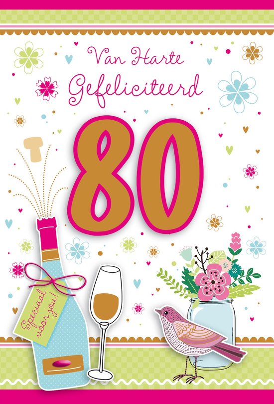 Wenskaart | 6 stuks | Laura's Secret 3D 80 jaar | bol