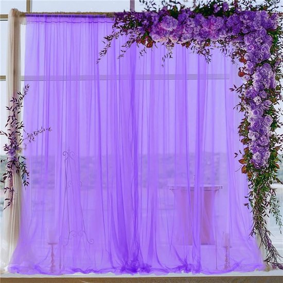 2 PCS Panel Achtergrond Sluier Chiffon Achtergrond Gordijn Transparante ...