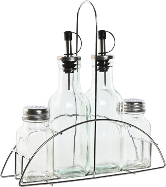 Items Azijn/Olie flessen tafelset - met peper/zout vaatjes - glas ...