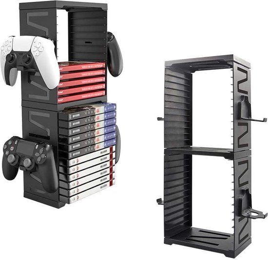 Game Disk Storage Tower Double-Layer Multifunctional Game Disc Holder ...