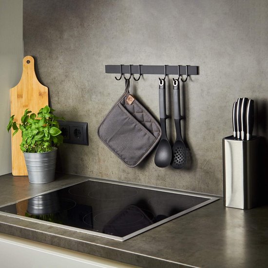 Hanging Rail Kitchen - Zelfklevende rail met 6 haken - 40 cm - Mat ...
