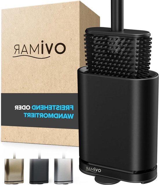 Toiletborstel zwart siliconen ventilatie roestvrij staal ovimar Abeloya ...