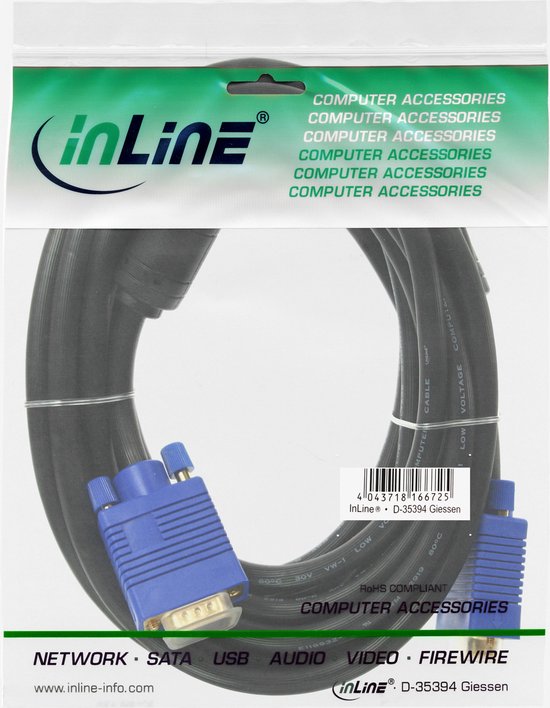 InLine 17710S VGA kabel 3 m VGA (D-Sub) Zwart | bol