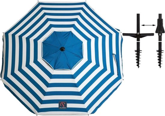 Strandscherm Ø 200 cm - Marinero - Luxe zonnescherm voor op het strand ...