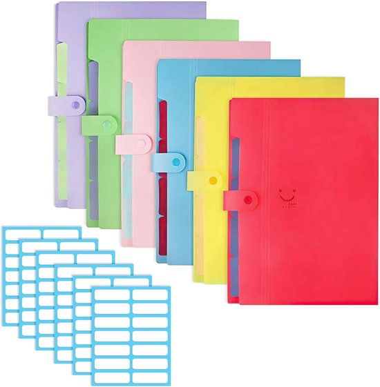 Expanding File Folder met 5 Pocket en 168 stks Labels - A4 Letter Size ...