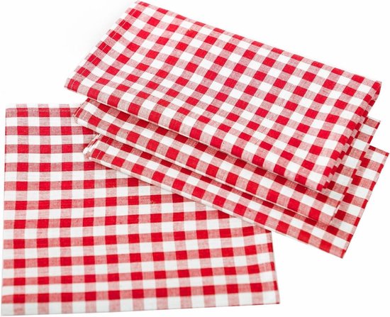Geruite tafelkleden - Landhaus stijl - 100% katoen - Rood-wit geruit ...