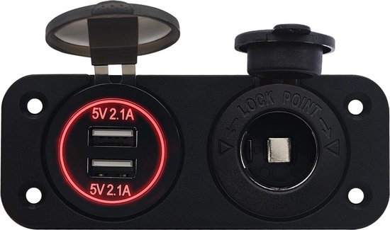 ProRide 12V USB Autolader 2 Poorten Inbouw - 5V/2.1A - met 12/24V ...