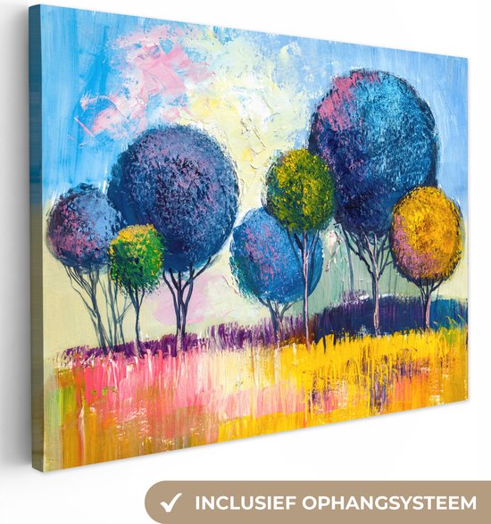Canvas - Olieverf - Bomen - Schilderij - Kunst - Natuur - 40x30 cm - Muurdecoratie | bol