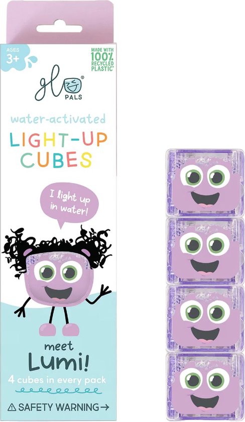 Glo Pals Lumi, Light Up Cubes, Paars, 4 Stuks | bol