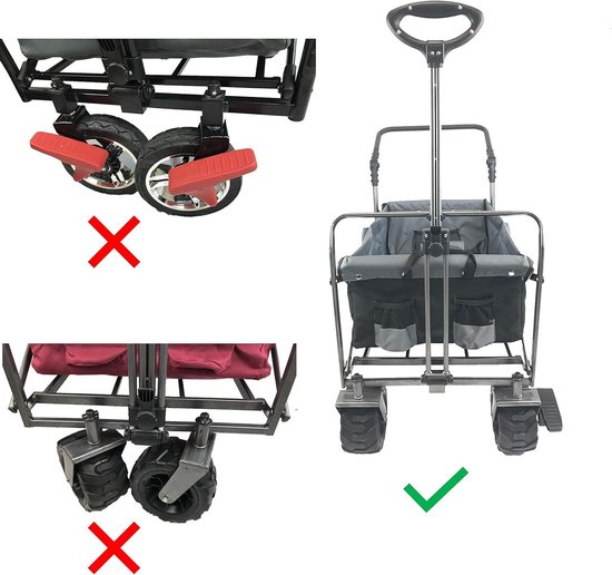 Opvouwbare handkar getest inklapbaar voorwiel-rem PU-banden - zwart ...