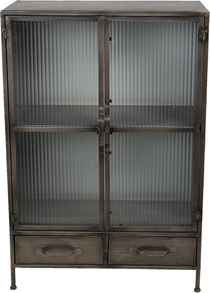 Clayre & Eef Vitrinekast 60x29x89 cm Bruin Ijzer Rechthoek Opbergkast ...