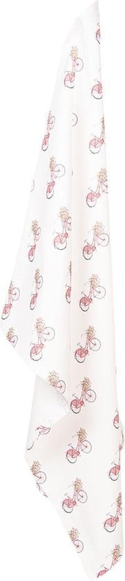 Clayre & Eef Theedoek 50x70 cm Rood Wit Katoen Fiets Keukenhanddoek ...