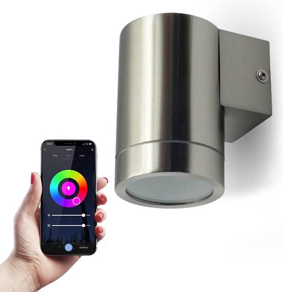 Smart Wifi Led Wandlamp Rvs Rgbww Gu10 Ip44