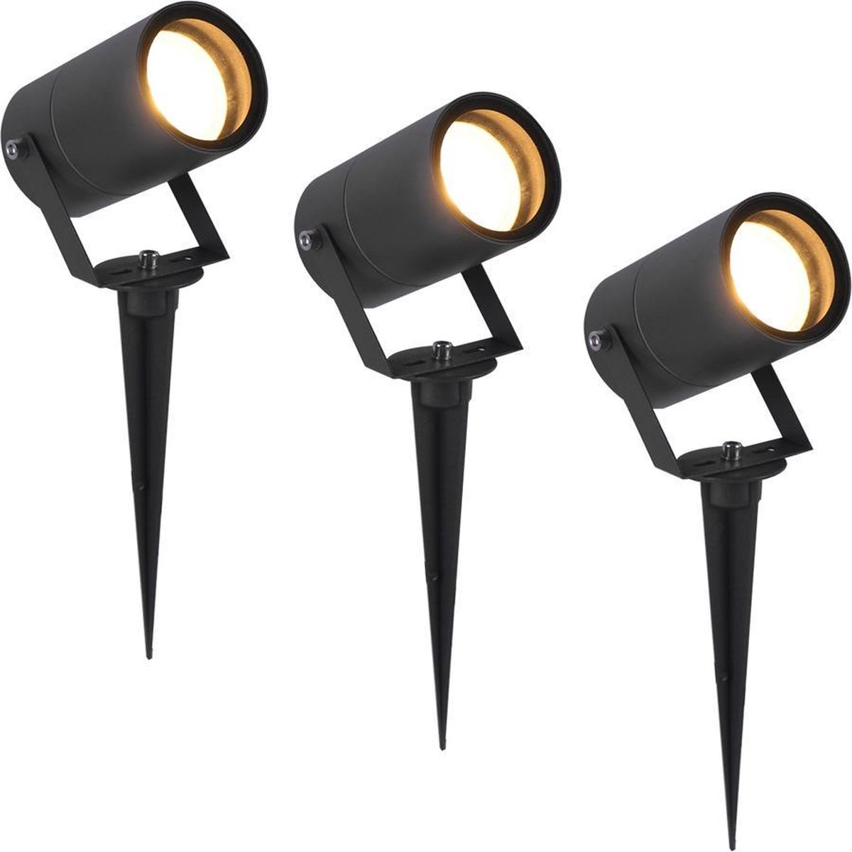 3x HOFTRONIC Spikey - Tuinspot voor buiten - LED - Zwart - 2700K Warm ...