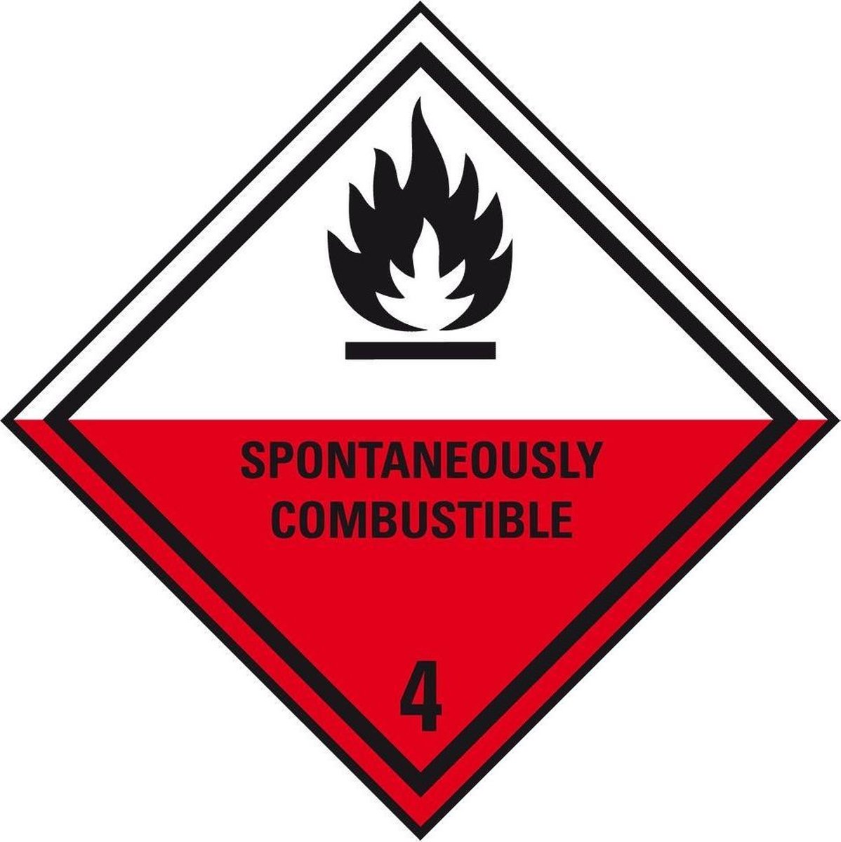 ADR klasse 4.2 sticker zelfontbrandende stoffen met tekst 100 x 100 mm ...