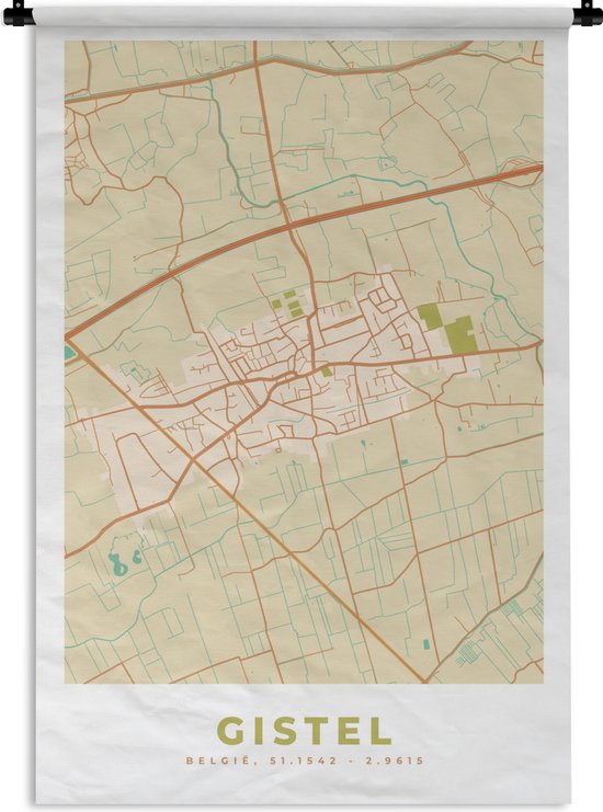 Wandkleed - Wanddoek - België - Gistel - Stadskaart - Kaart ...