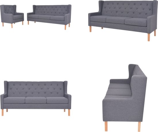 vidaXL Bankstel stof grijs 2-delig - Bankstel - Bankstellen - Moderne ...