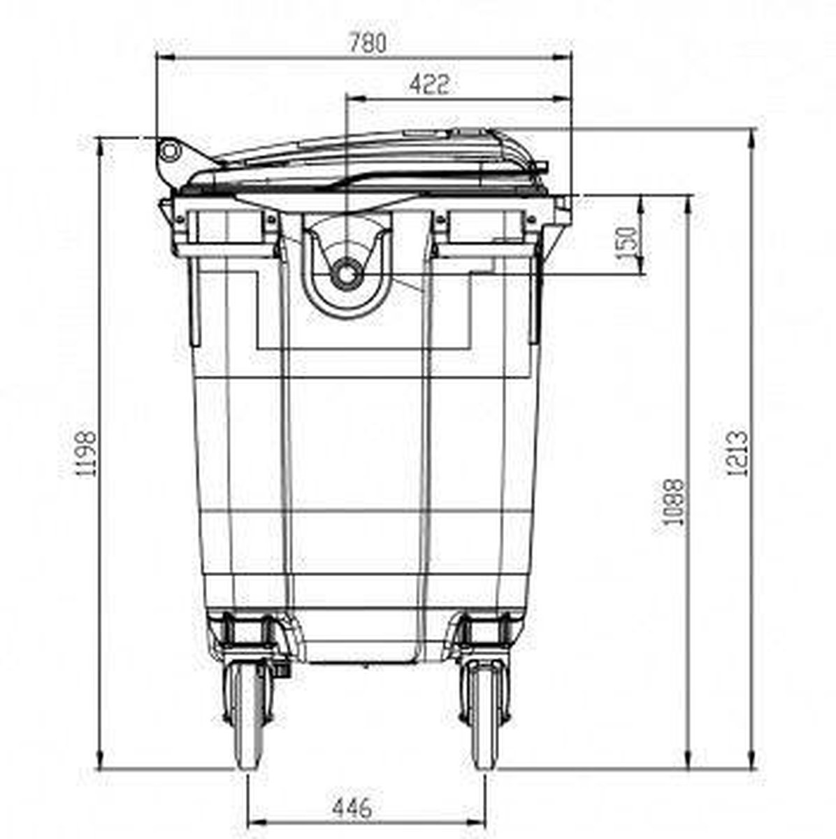 4 wiel afvalcontainer 660 liter blauw | bol.com