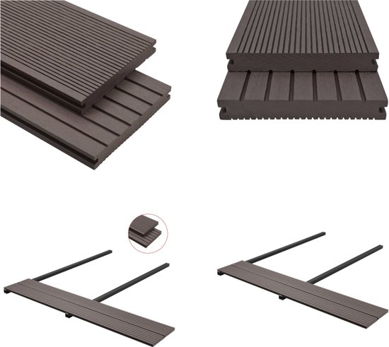 vidaXL Terrasplanken met accessoires 26 m² 2-2 m HKC donkerbruin ...