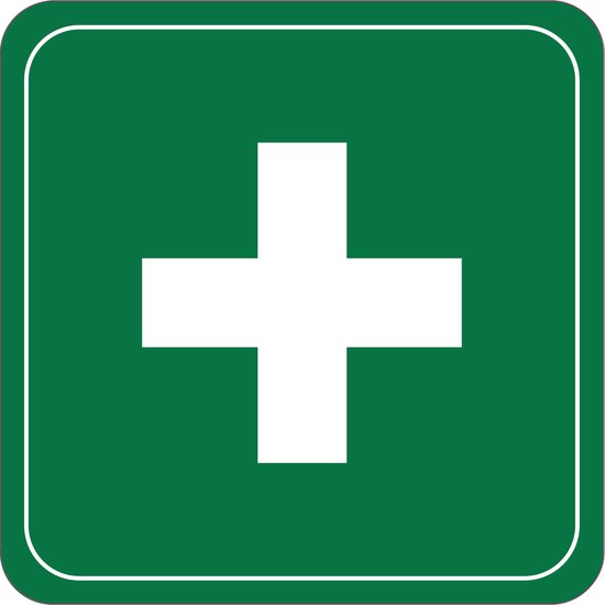 5 Stickers van 20 cm | Pictogram sticker EHBO kruis groen/wit | bol