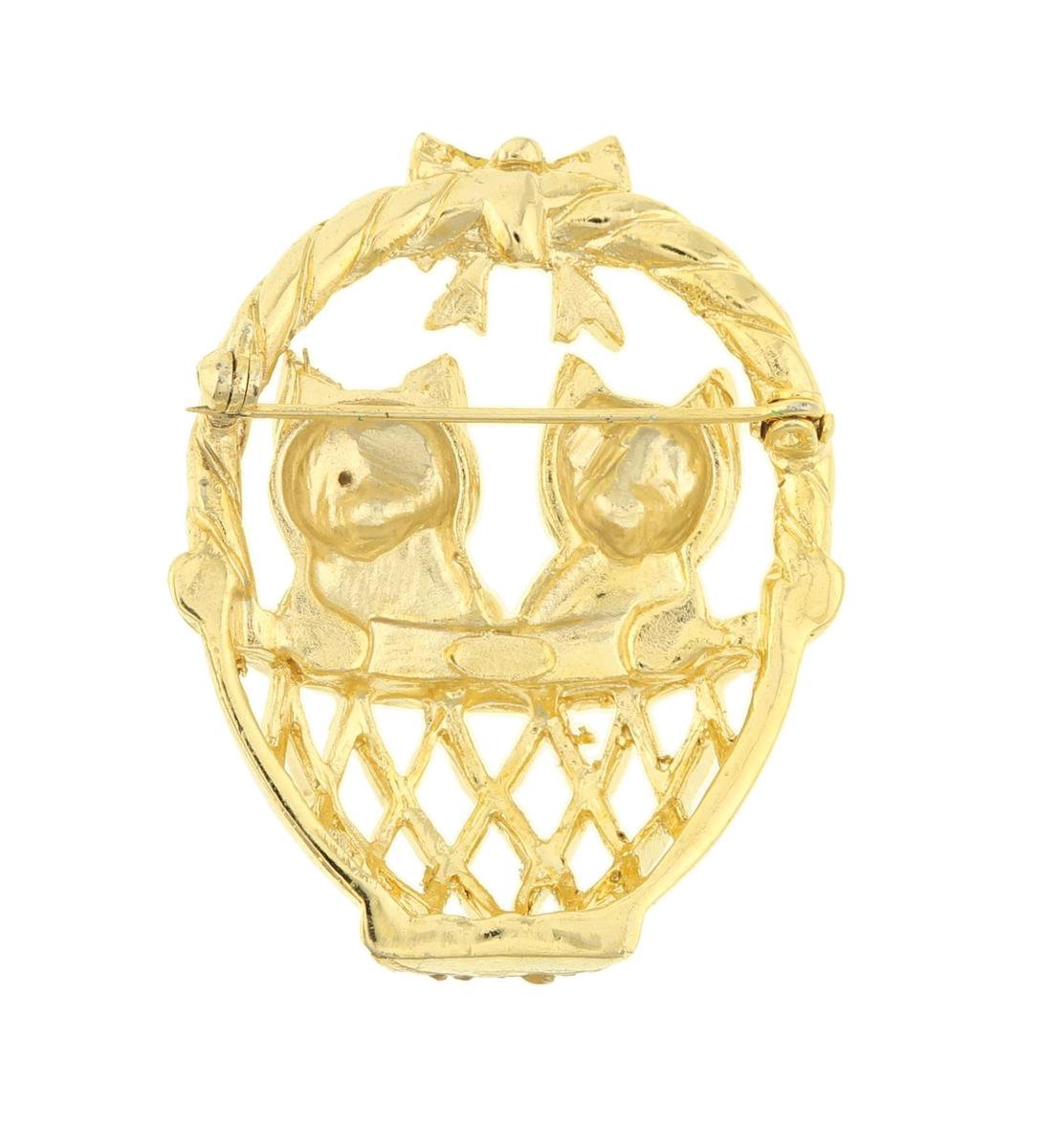Behave® Broche poezen katten in mandje goud kleur 5 cm | bol