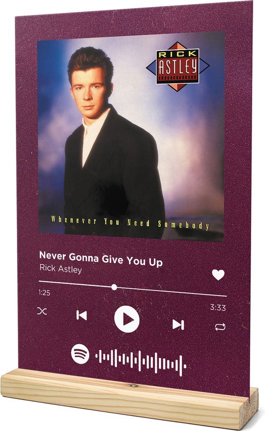 Songr Spotify Muziek Bordje - Never Gonna Give You Up - Rick Astley ...